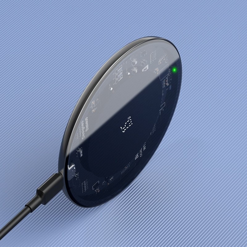 Baseus Simple Wireless nabijacka, USB-C, 15W, transparentná | VÝPREDAJ