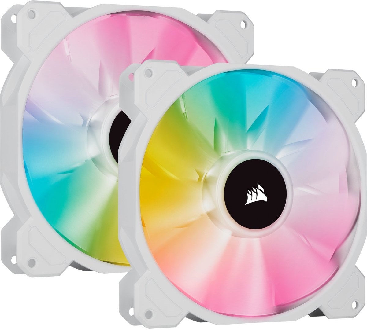 CORSAIR SP140 RGB ELITE White 140mm RGB LED Fan with AirGuide Dual Pack ...