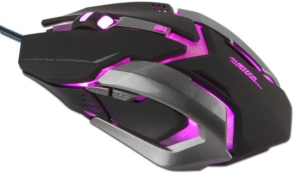 E-Blue Auroza Gaming, optická, 6tl., 1 koliesko, drôtová (USB), čierna ...