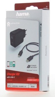 Hama USB-C PD/QC 3.0 rýchla nabíjačka,18 W + kábel USB C-C 1,5 m | VÝPREDAJ