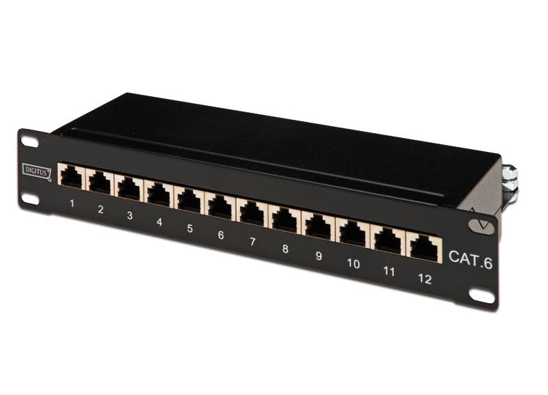 Patch panel 12-port cat6, STP DIGITUS ,čierny | Datacomp.sk