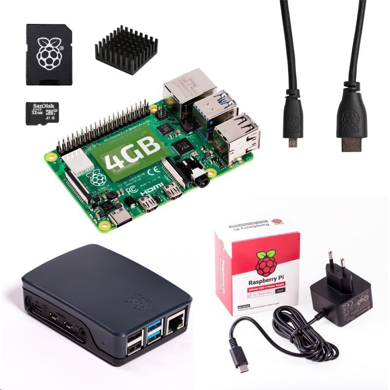 Raspberry Sada Pi 4B/4GB, (SDHC karta 32GB + adaptér, Pi4 Model B ...